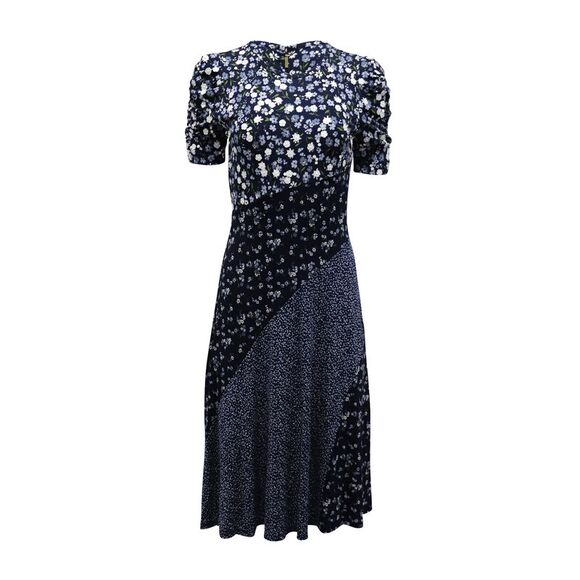 Michael Kors | Dresses | Michael Kors Floral Print Paneled Midi Dress ...